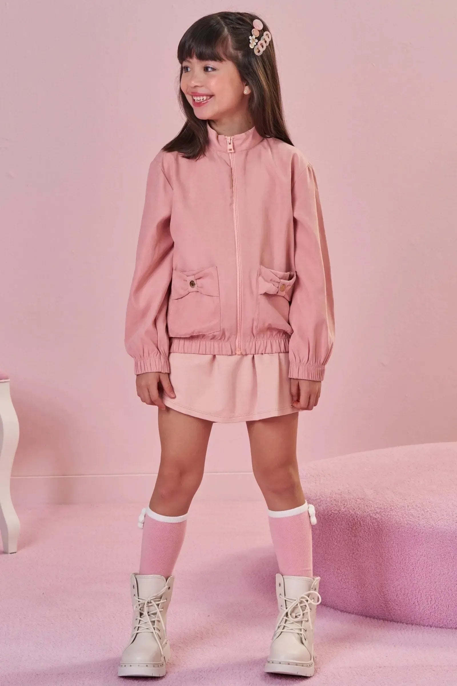Jaqueta Corta Vento em Nylon Toque de Pêssego 91890 Infanti Infantil M