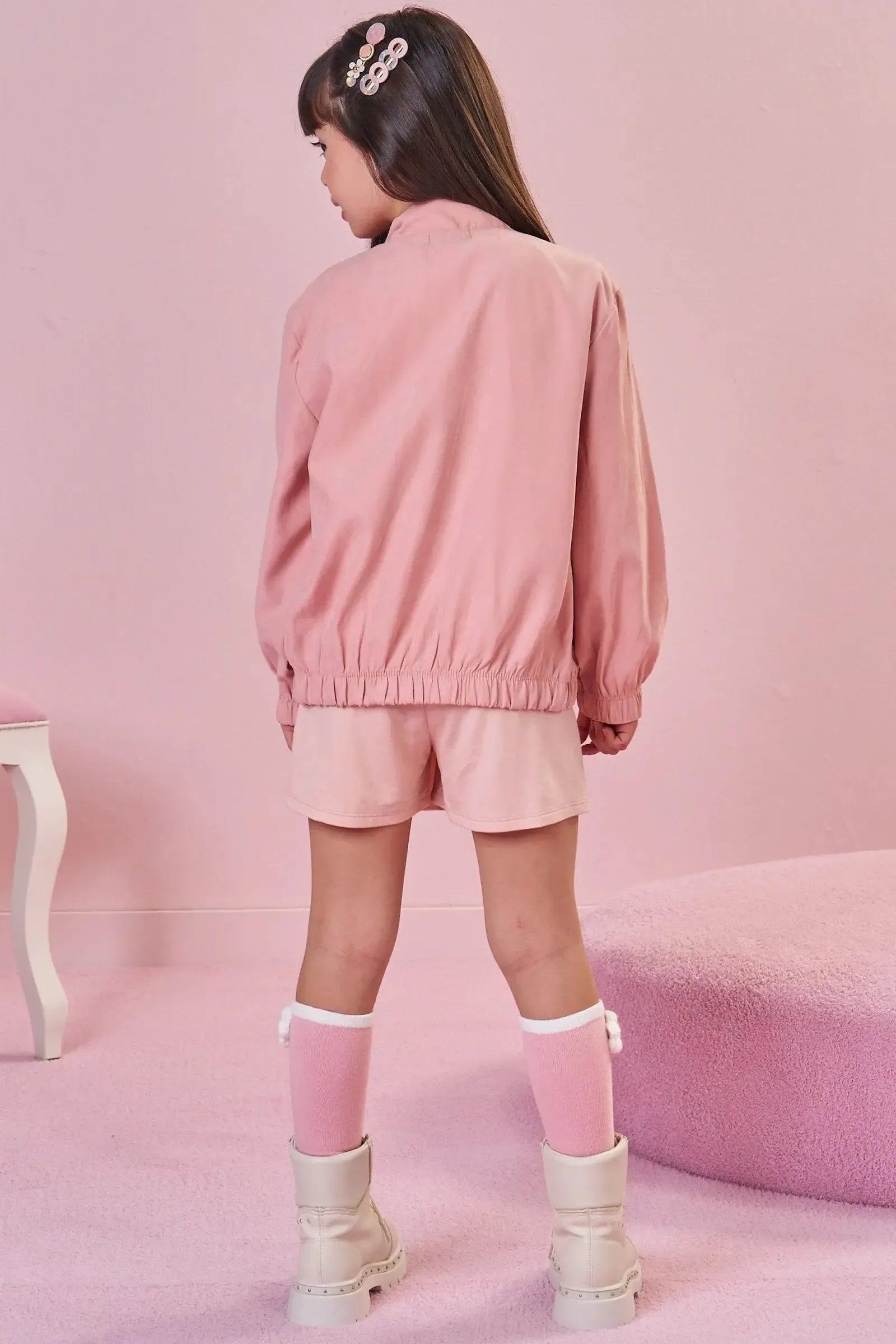 Jaqueta Corta Vento em Nylon Toque de Pêssego 91890 Infanti Infantil M